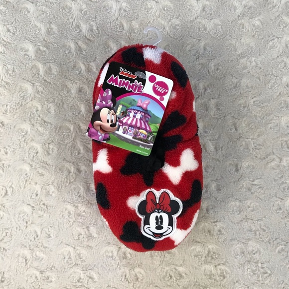 Disney | Shoes | Minnie Mouse Snuggle Toes Slippers Red Black | Poshmark